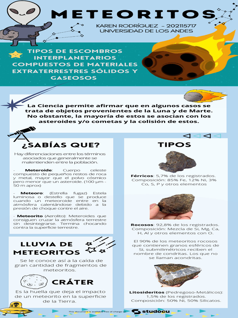 Tipos y diferencias de meteoritos | PDF | Meteorito | Meteoroide