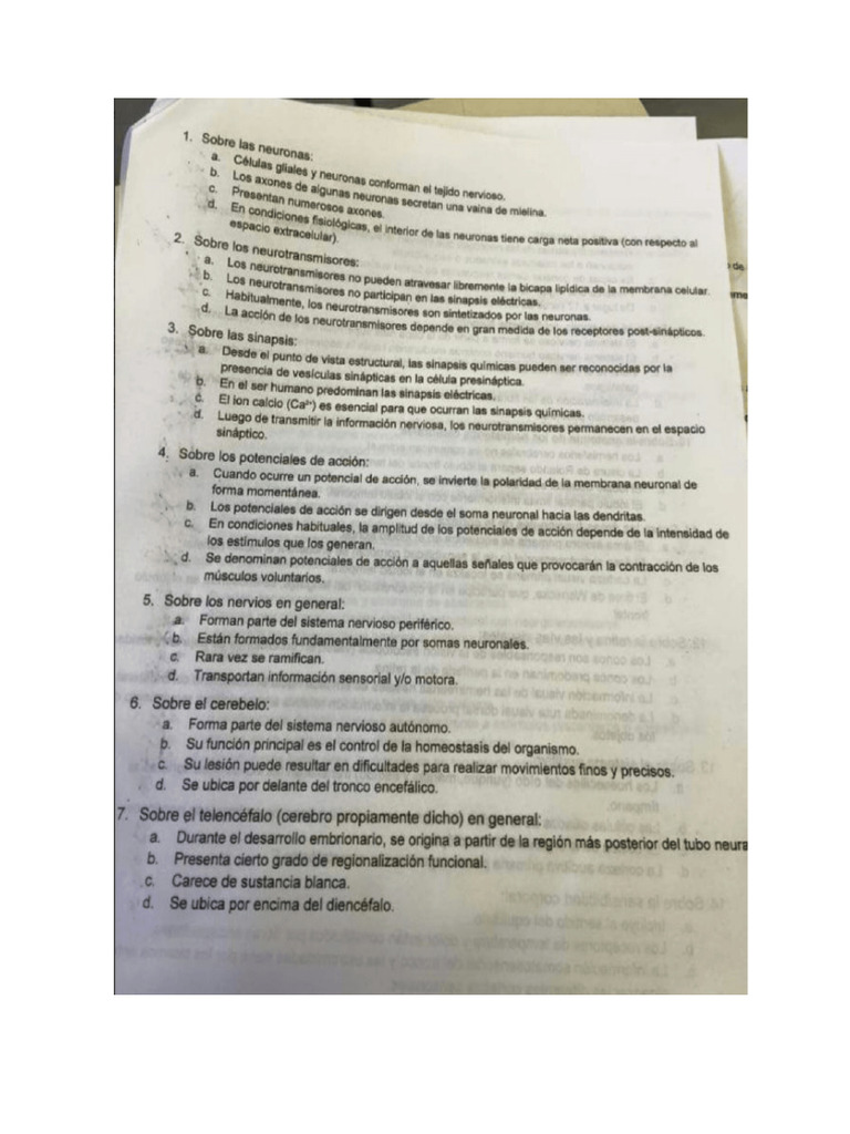 Neuro preguntas examen | PDF