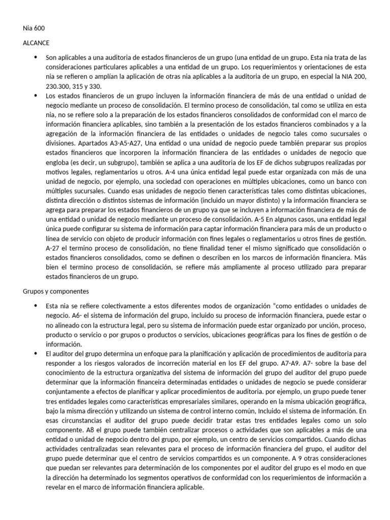Nia 600 | PDF | Auditoría | Contralor