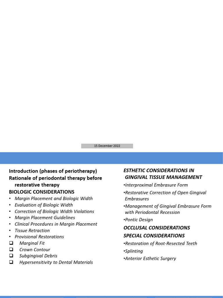 (Year 5) Periodontology Lecture - The Perio-restorative ... (Year 5) Periodontology Lecture - The Perio-restorative ...