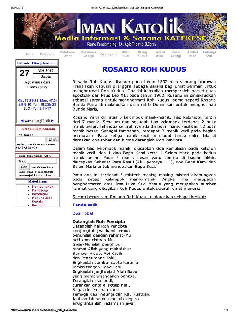 E-Katolik-Rosario Roh Kudus | PDF