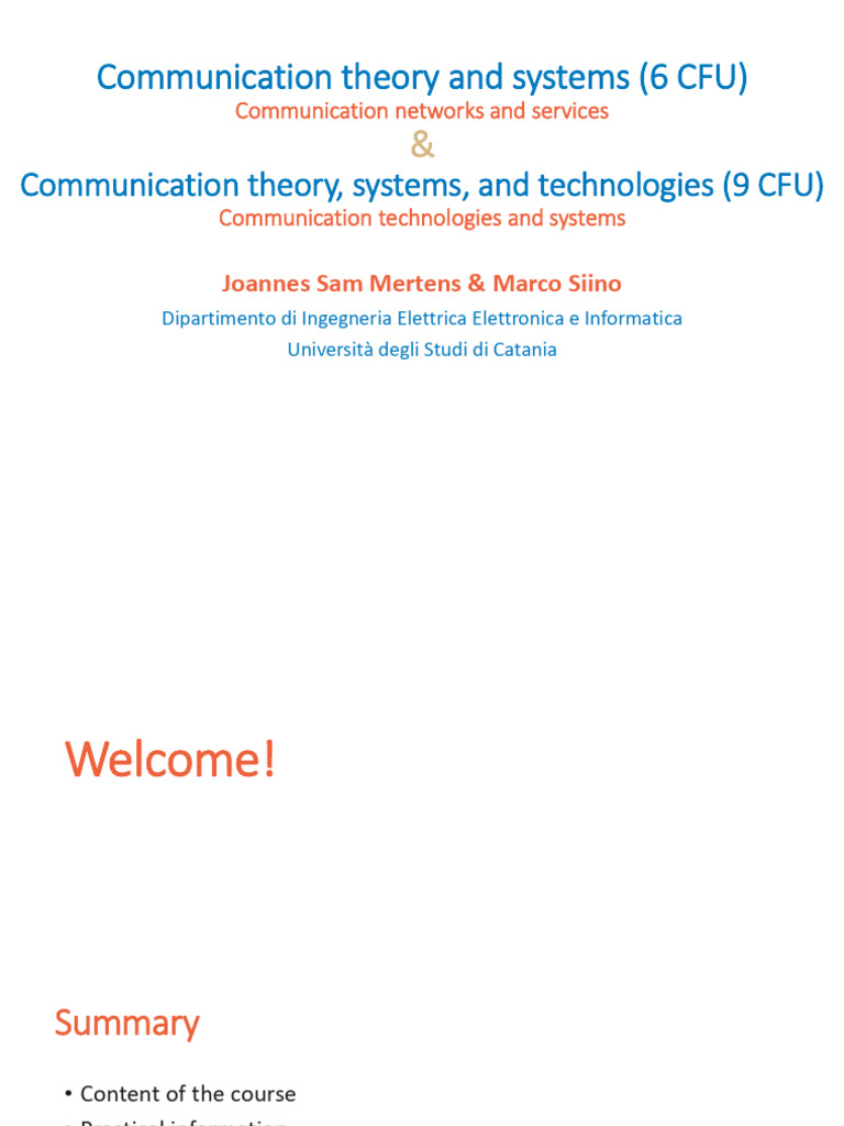 Introduction to the Course | PDF | Information | Telecommunications
