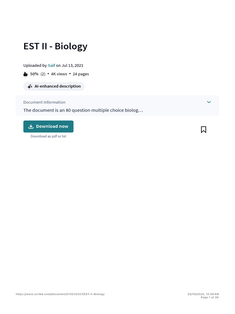 EST II - Biology - PDF - Photosynthesis - Fermentation | PDF | Scribd ...