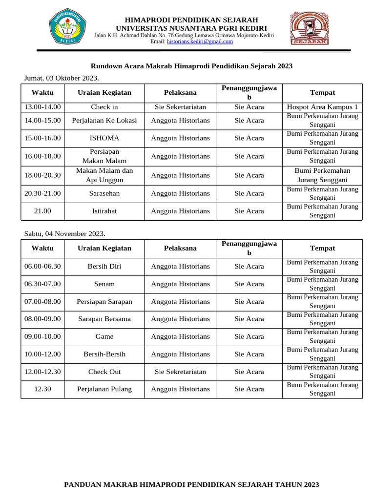 Panduan Makrab Himaprodi Sejarah 2023 | PDF
