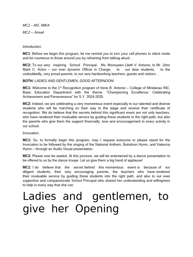 Recognition Script | PDF