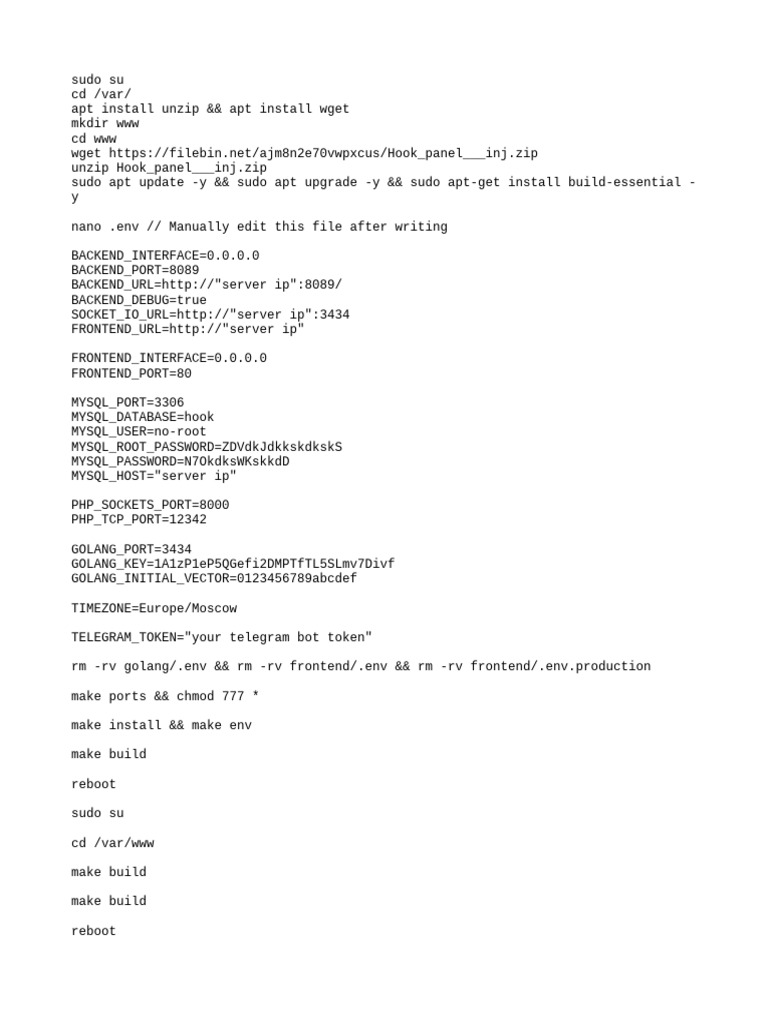 Server Setup Script with Env Config | PDF