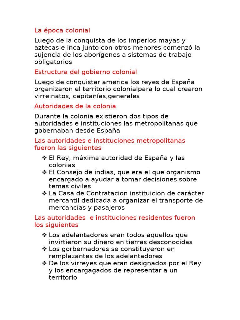 La época colonial | PDF