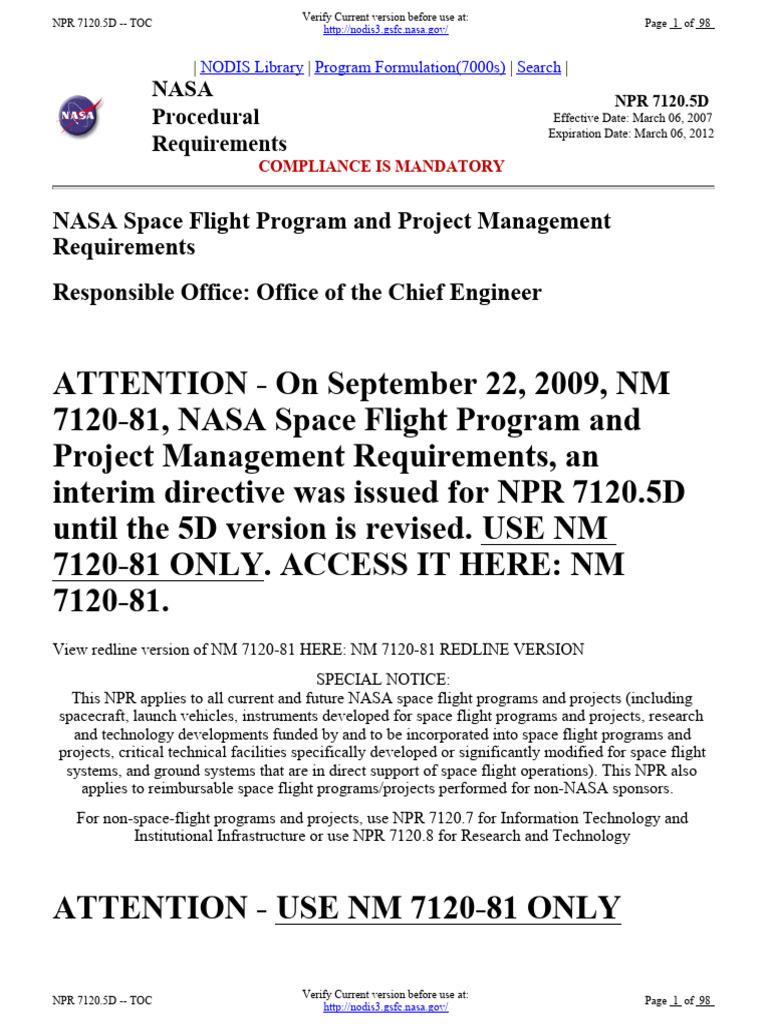 NASA Space Flight Program and Project Management | PDF | Nasa | Project ...