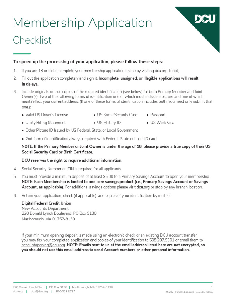 Dcu Membership-Application | PDF | Federal Deposit Insurance ...
