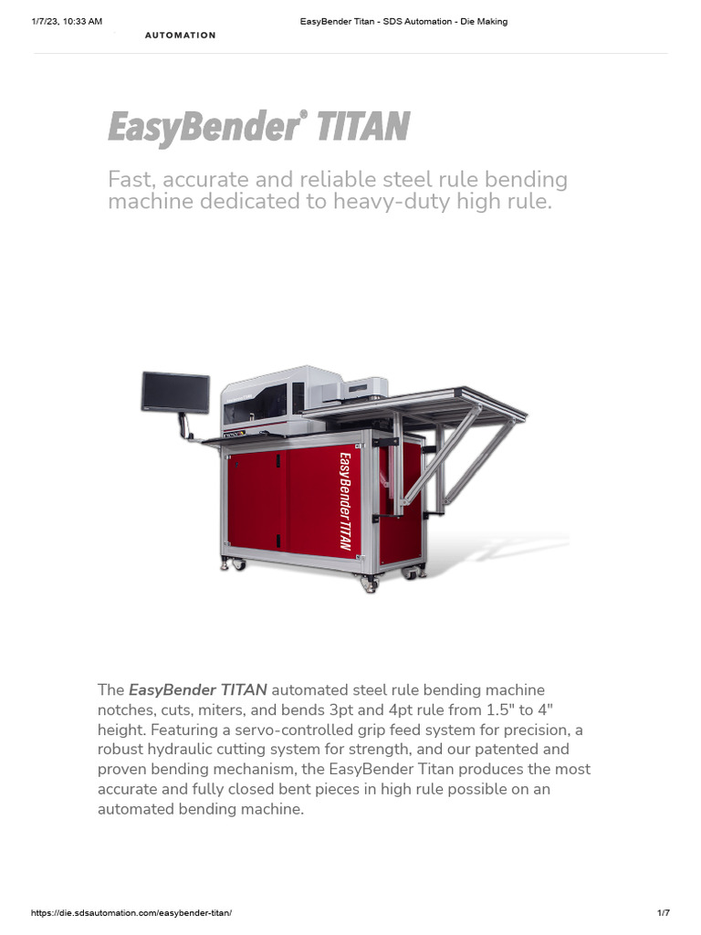 EasyBender Titan - SDS Automation - Die Making | PDF