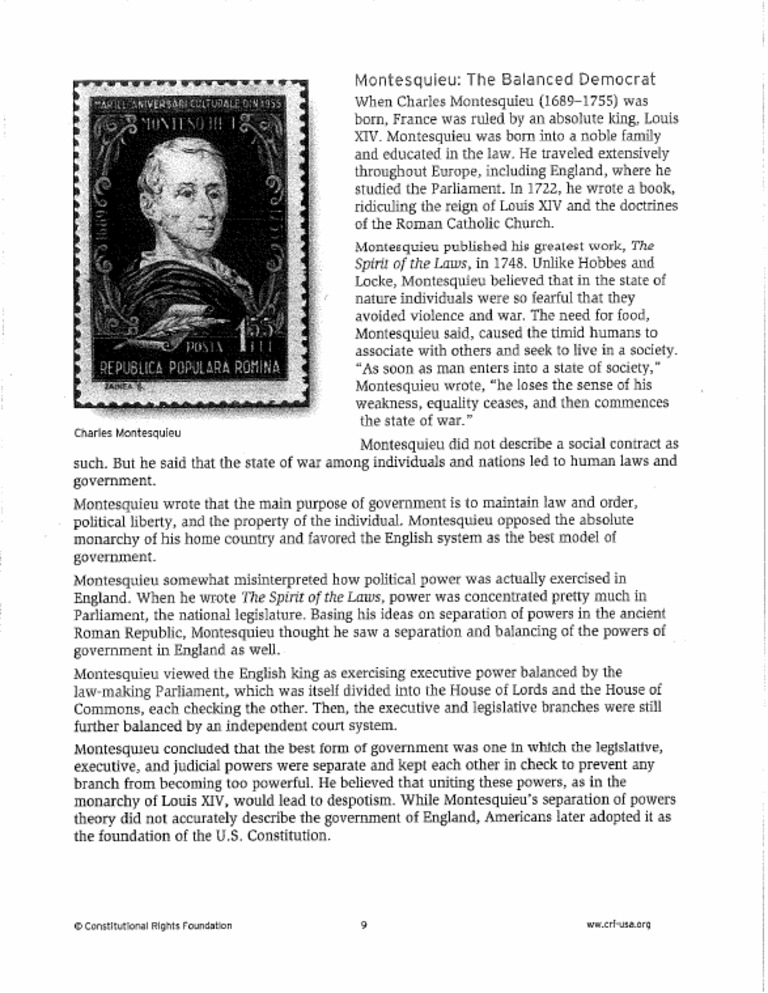 Montesquieu's Separation of Powers Explained | PDF | Montesquieu ...