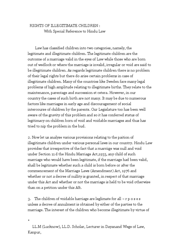 Rights of Illegitimate Children | PDF | Annulment | Legitimacy (Family Law)