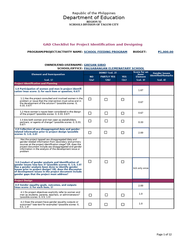 Hgdg-etool-For-school Based Feeding Program 2023 | PDF | Gender ...