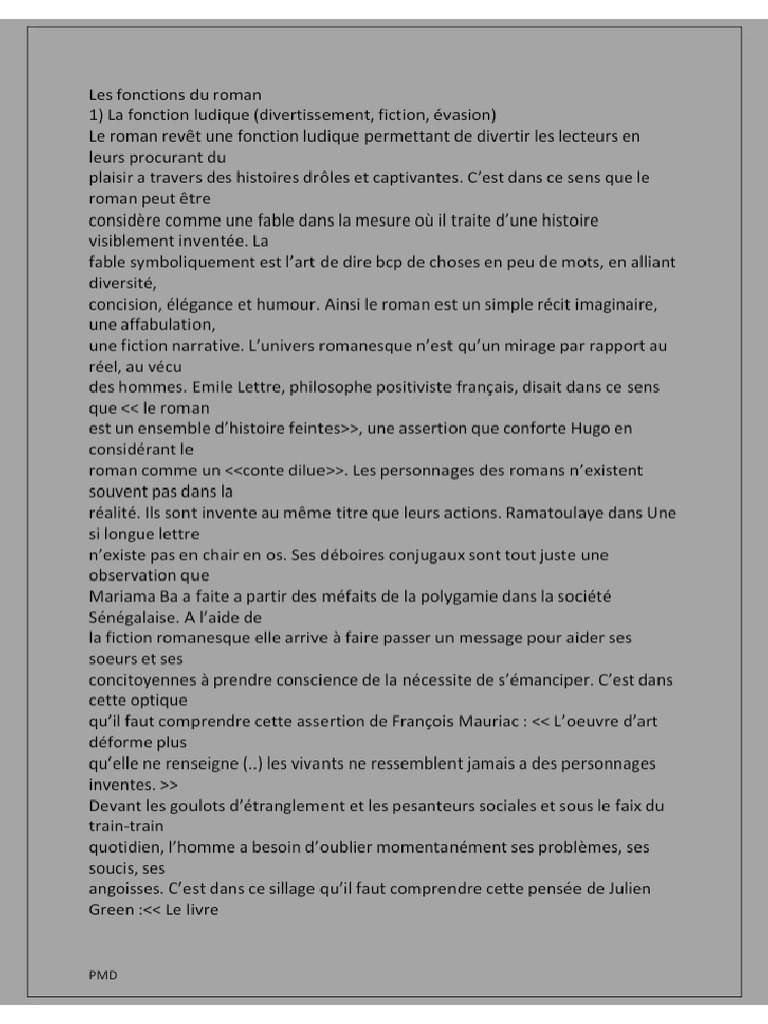 LES Fonctions Du Roman ?? | PDF