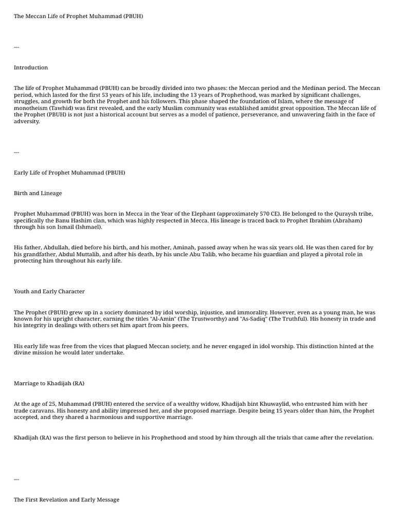 The Meccan Life of Prophet Muhammad | PDF | Muhammad | Medina