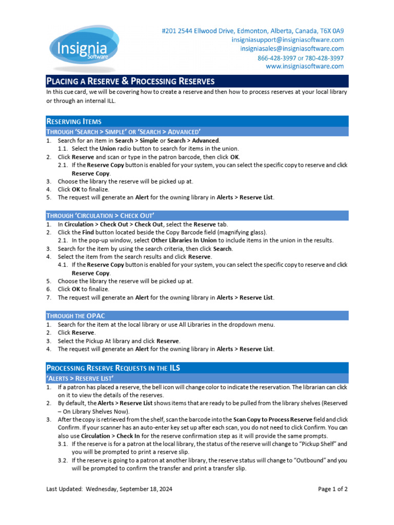 Placing and Processing Reserves | PDF | Libraries | Image Scanner