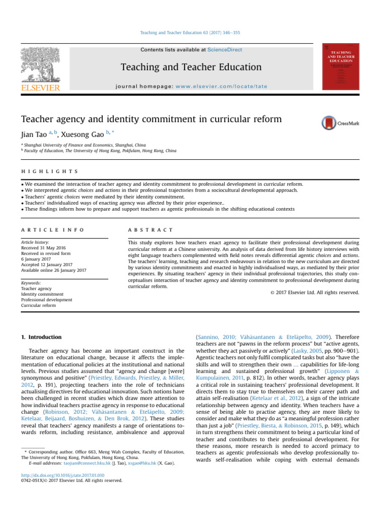 Tao and Gao | PDF | Teachers | Curriculum