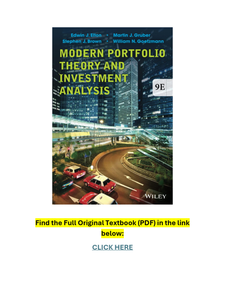 Modern Portfolio Theory and Investment Analysis 9th Edition PDF | PDF ...