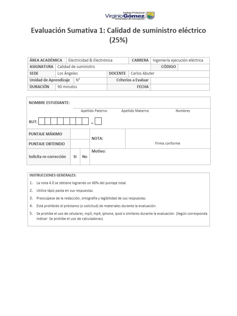 Pauta Ev. #1, Nota 6,6 | PDF | Armónico | Corriente eléctrica