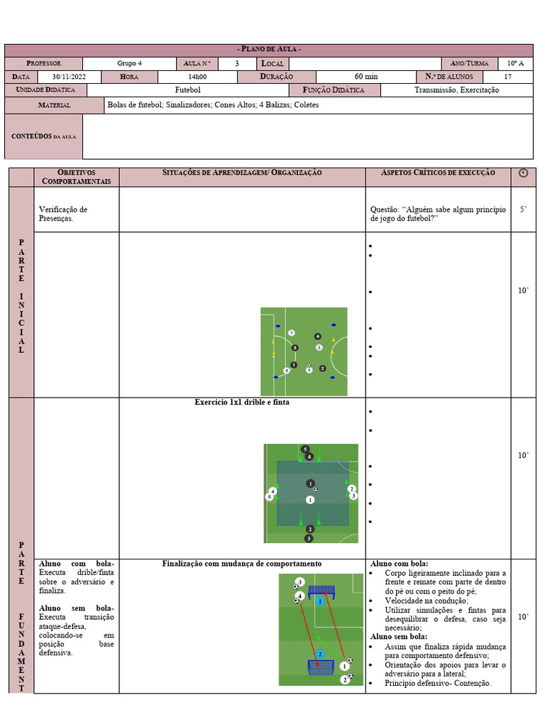 plano de aula futebol | PDF | Futebol