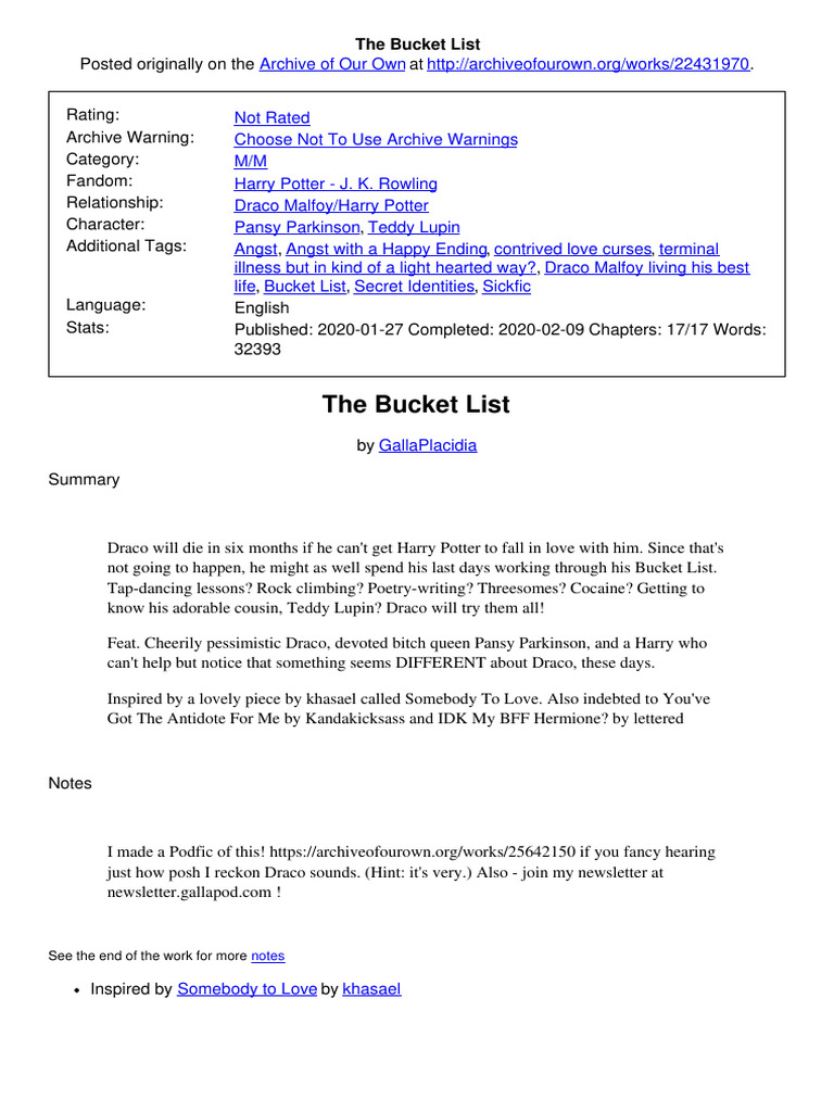 GallaPlacidia 004 the Bucket List | PDF | Harry Potter