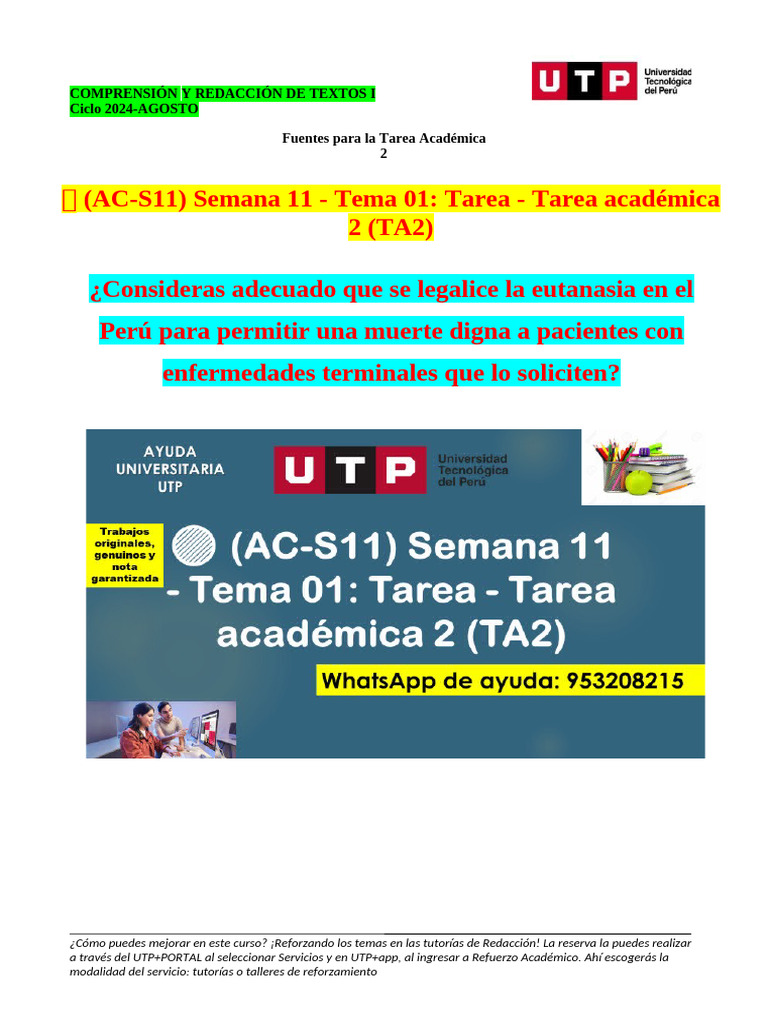 ? (AC-S11) Semana 11 - Tema 01 Tarea - Tarea Académica 2 (TA2) (Terminado) | PDF | Cuidados ...