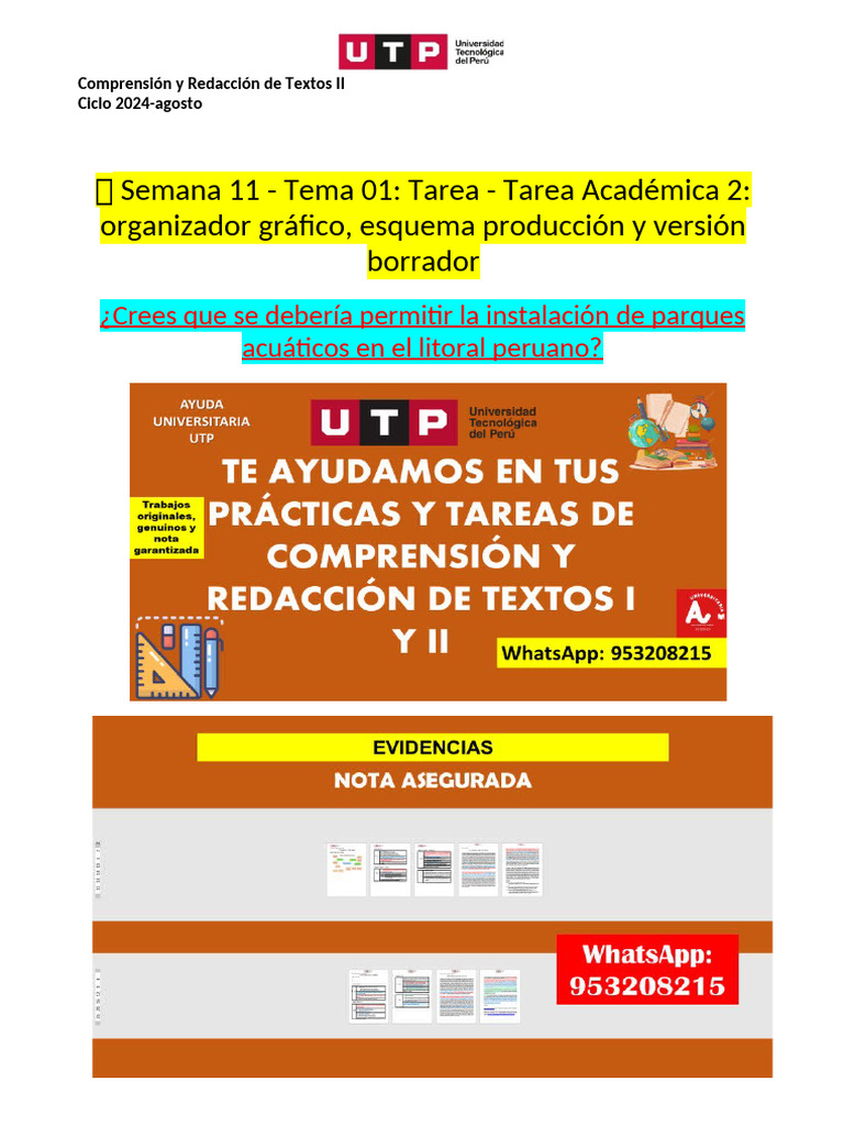 ? Semana 11 - Tema 01 Tarea - Tarea Académica 2 organizador gráfico, esquema producción y ...