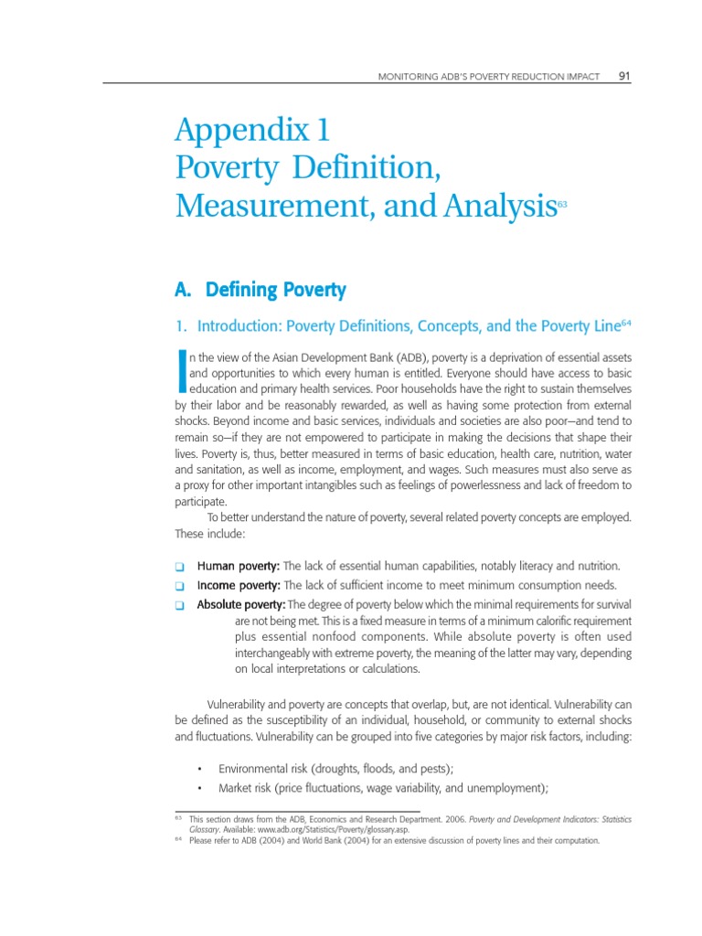Appendix 1 Poverty Definition, Measurement, and Analysis | PDF ...
