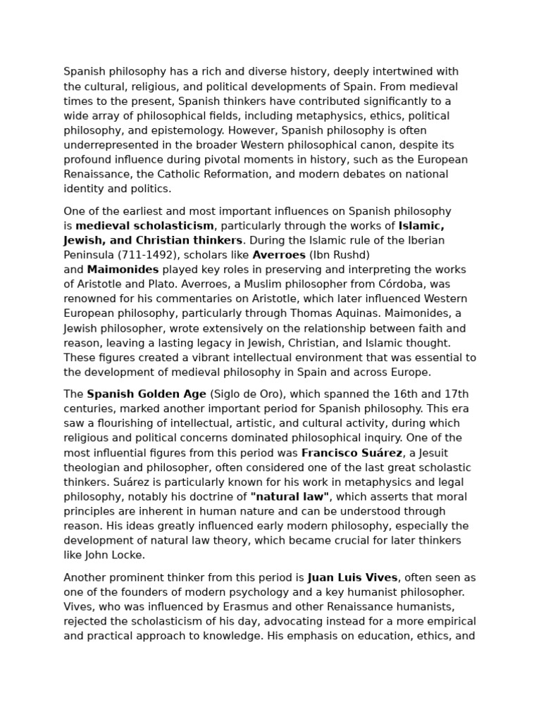 Spanish Philosophy Has A Rich and Diverse History | PDF | Islamic ...