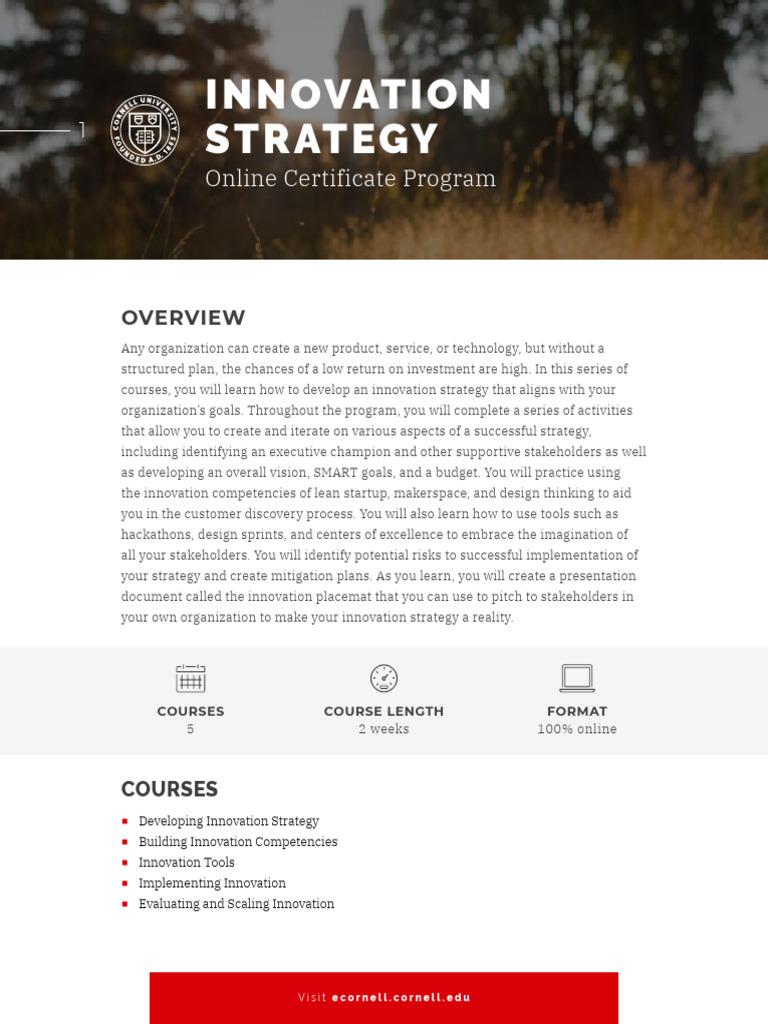 Innovation Strategy Certificate | PDF | Innovation | Startup Company