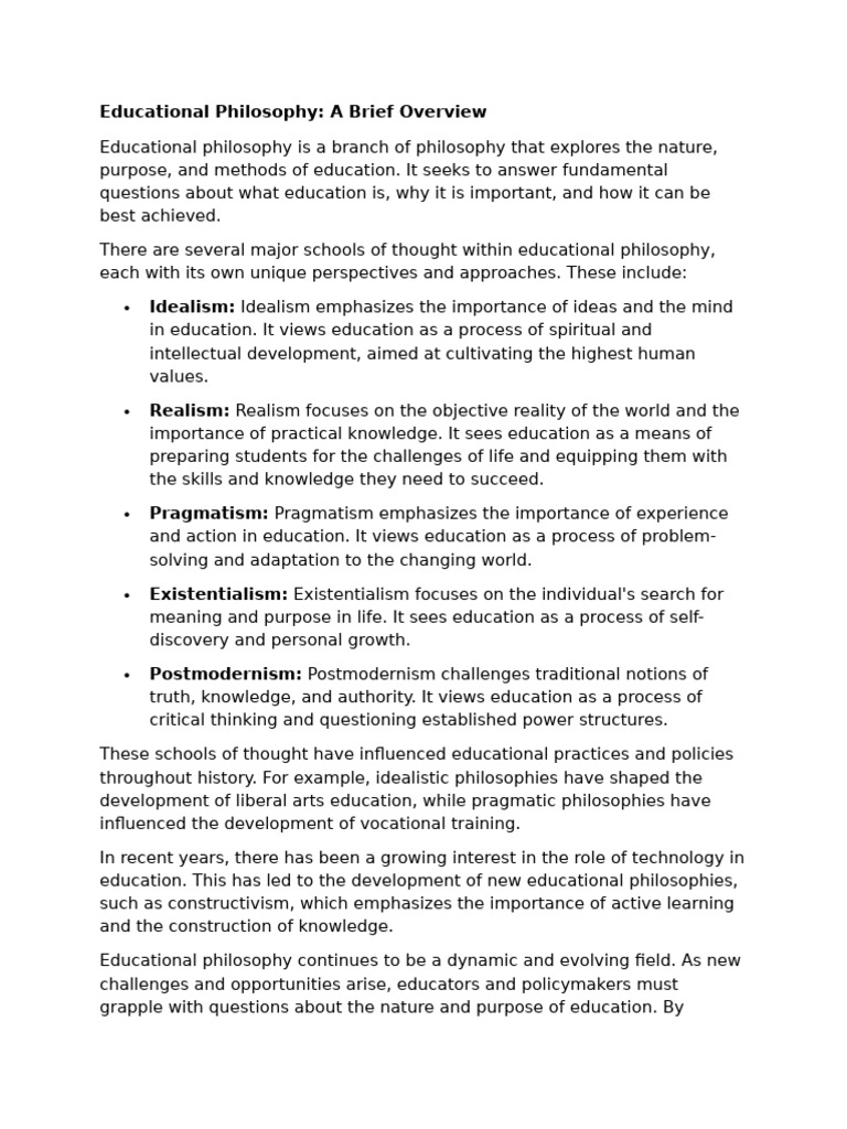 Educational Philosophy | PDF