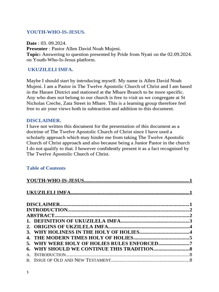 Final Ukuzileli Imfa | PDF | Book Of Leviticus | Holy Of Holies