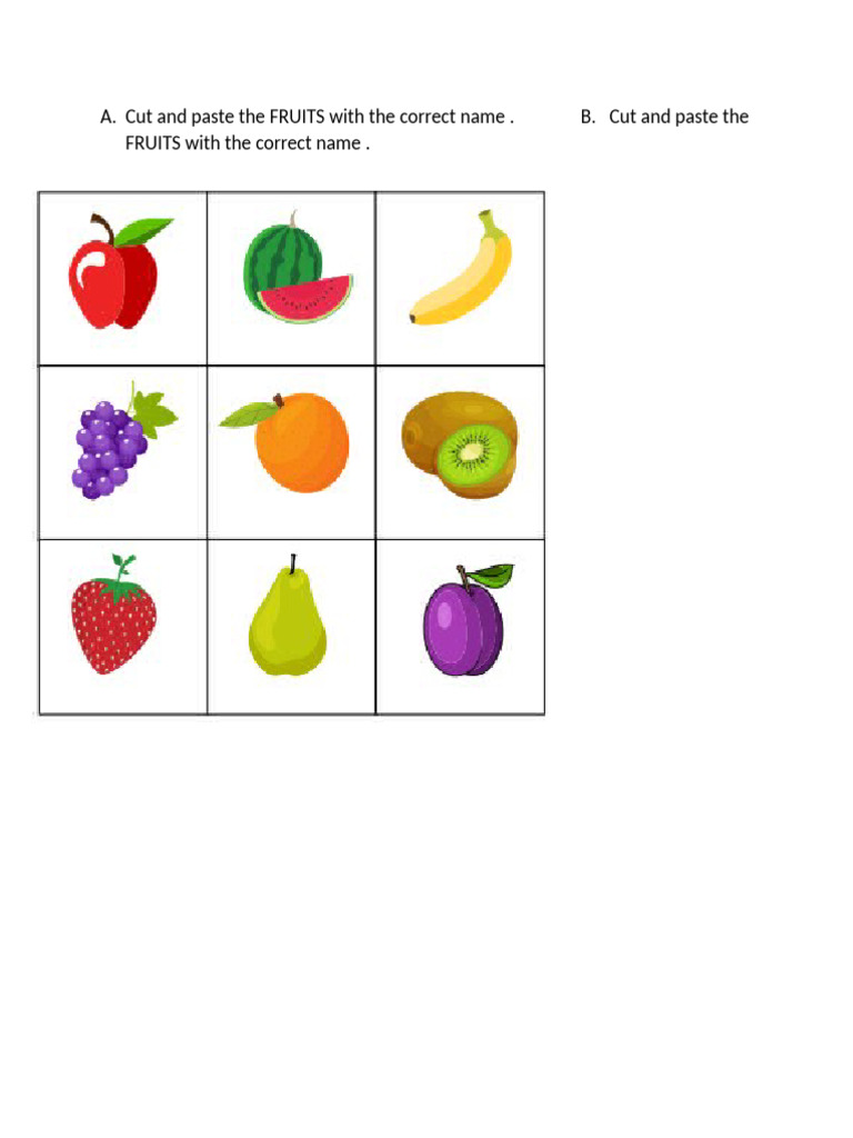 FRUITS WORKSHEET | PDF