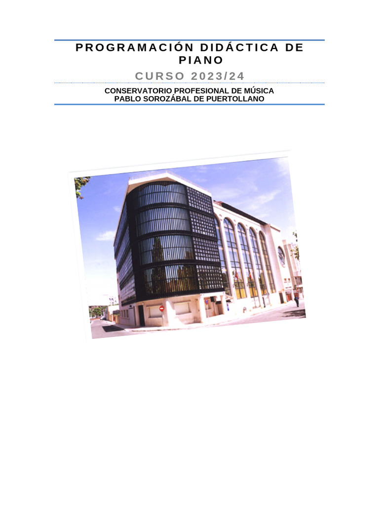 Piano - PROGRAMACIÓN 2023-24 | PDF | Clave | Plan de estudios