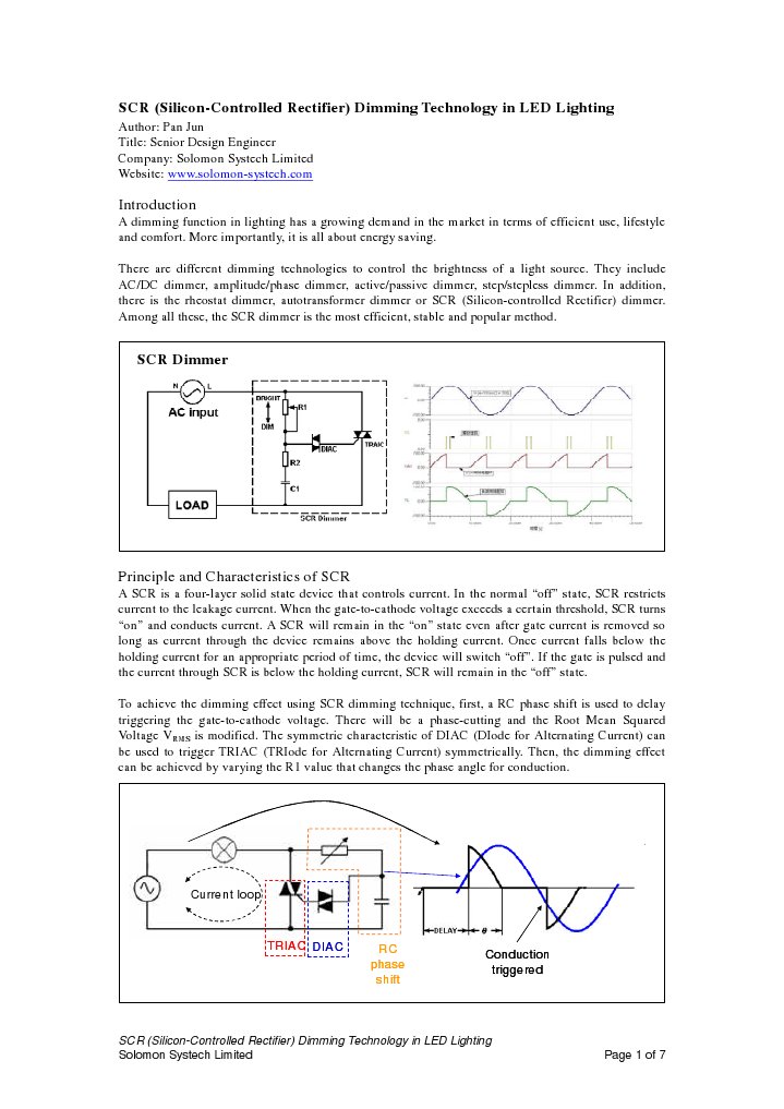 Overcoming the Challenges of SCR Dimming Technology for LED Lighting ...