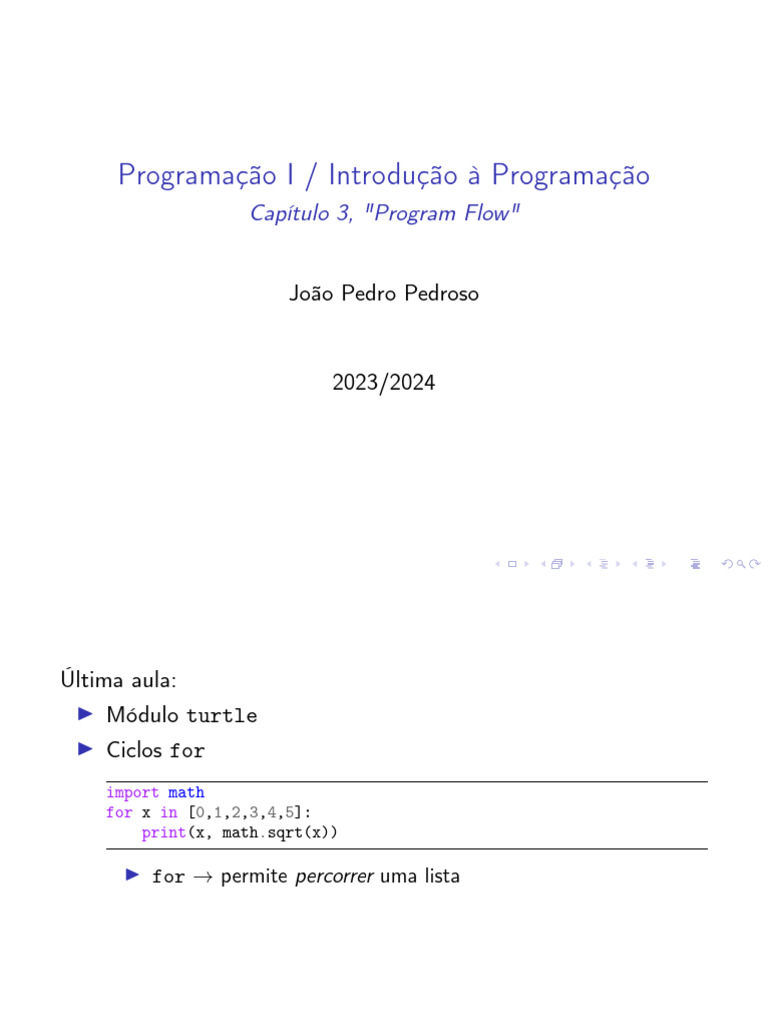 Fluxo de Programação em Python: Ciclos e Variáveis | PDF | Programação ...