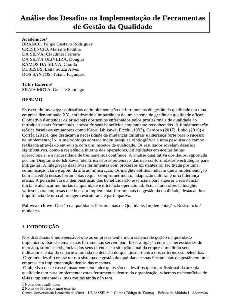 Modelo de paper- felipebranco (3) | PDF | Gestão de qualidade ...