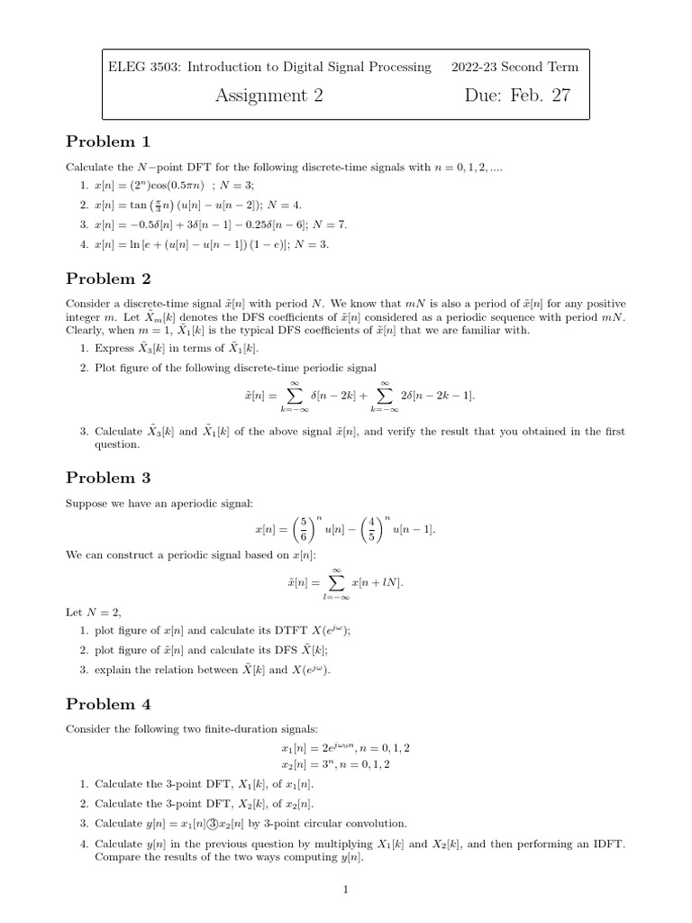 assignment2_22_23 | PDF | Discrete Fourier Transform | Digital Signal Processing