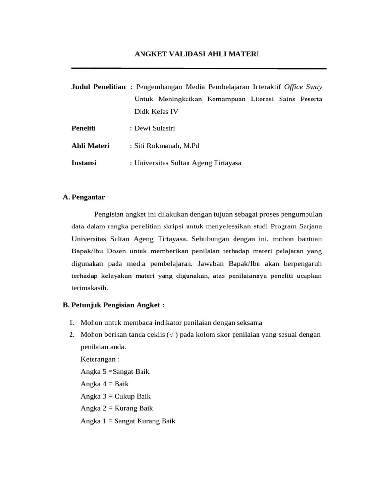 Angke Validasi Materi Fix Bu Anh | PDF
