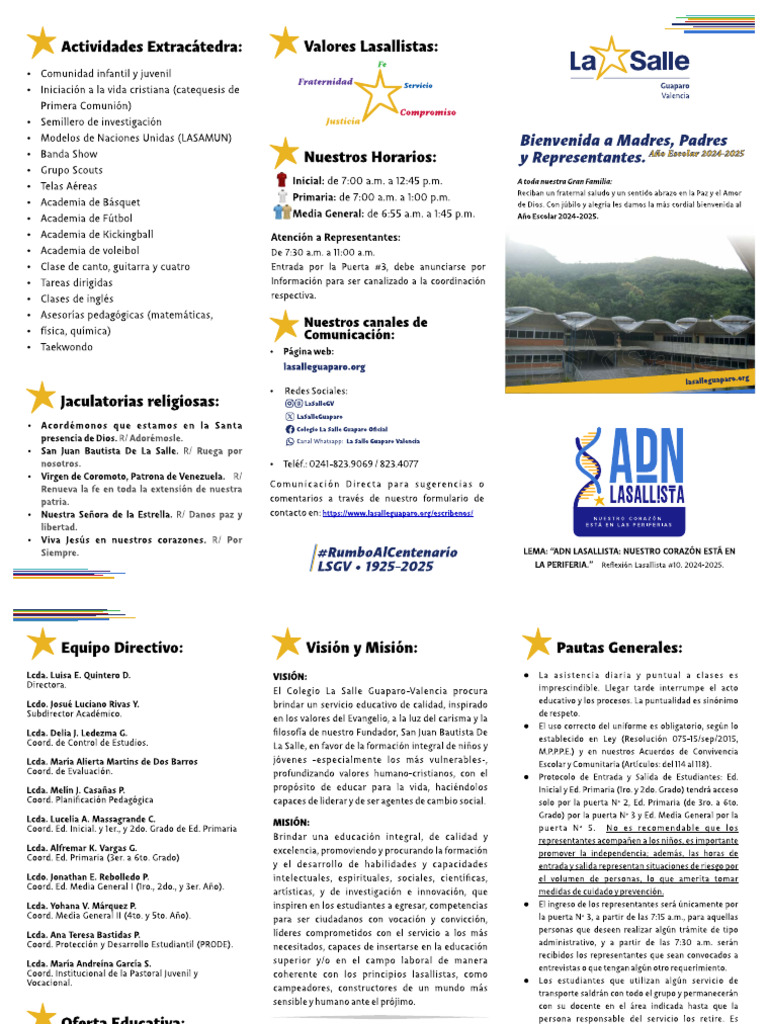 Triptico Institucional 2024-2025 | PDF