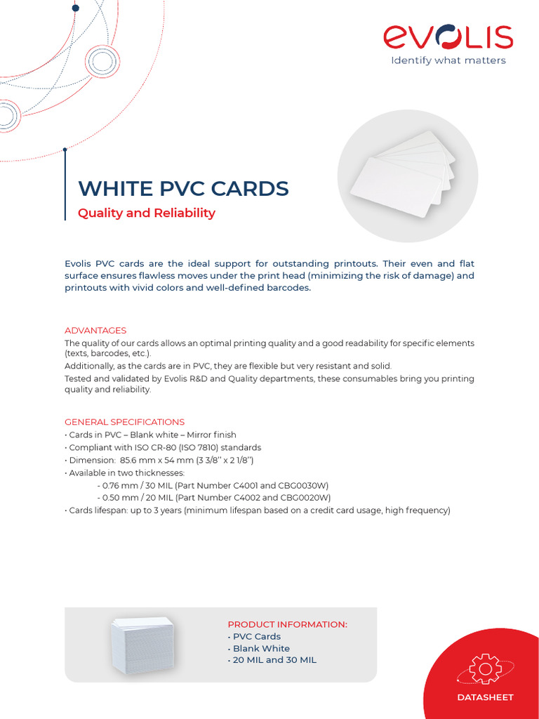 Datasheet White PVC Cards Eng | PDF