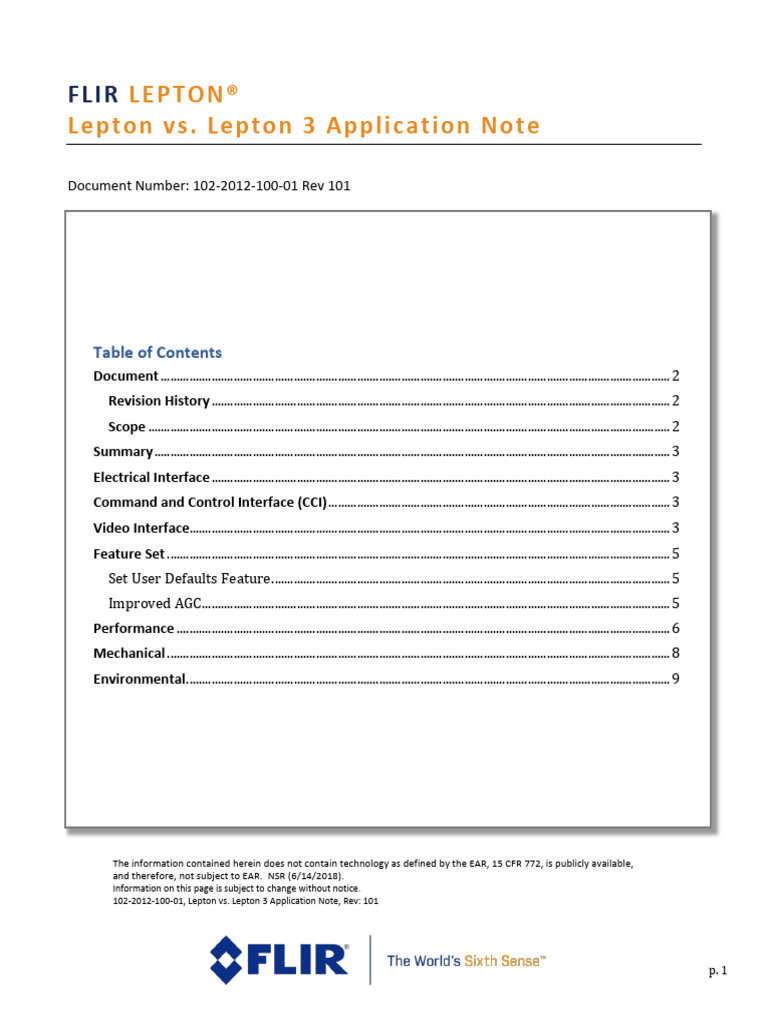 Lepton Vs Lepton 3 App Note | PDF | Field Of View | Network Packet
