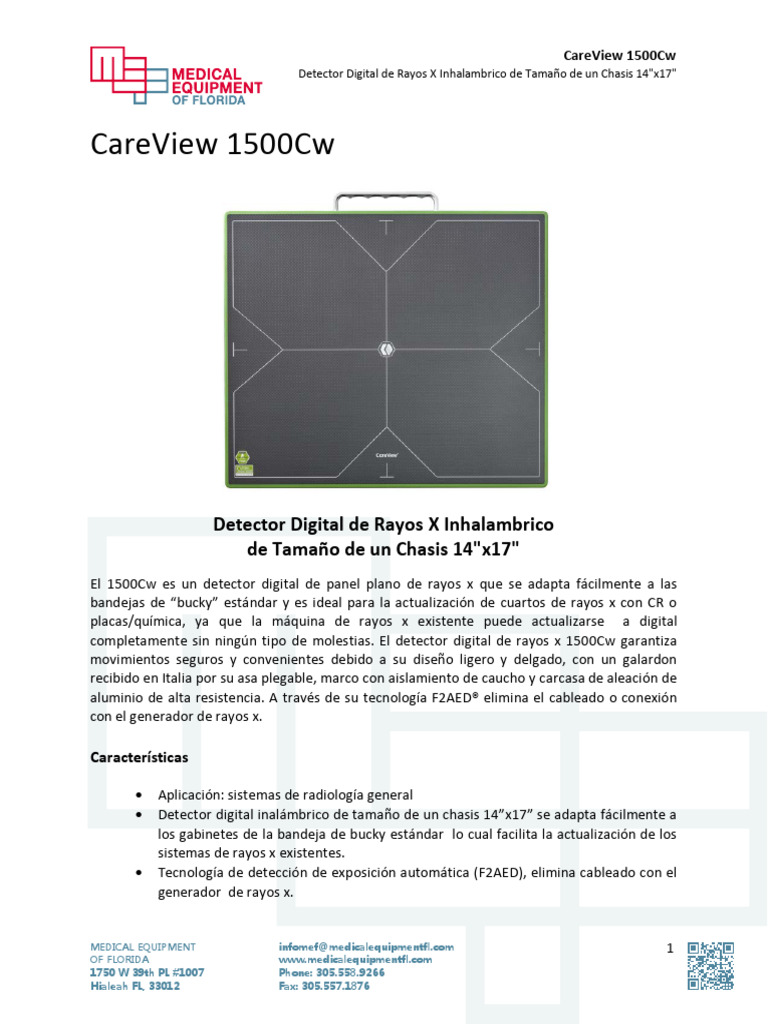 CAREVIEW 1500Cw Brochure | PDF | Rayo X