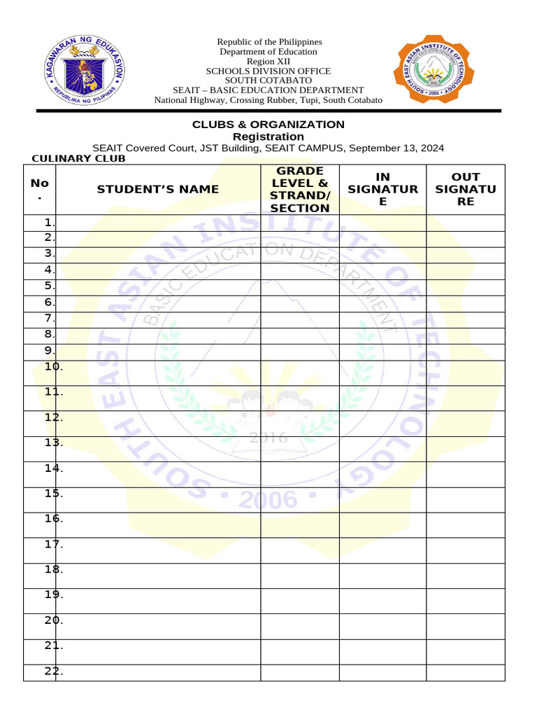 Attendance Sheet Version 2 | PDF