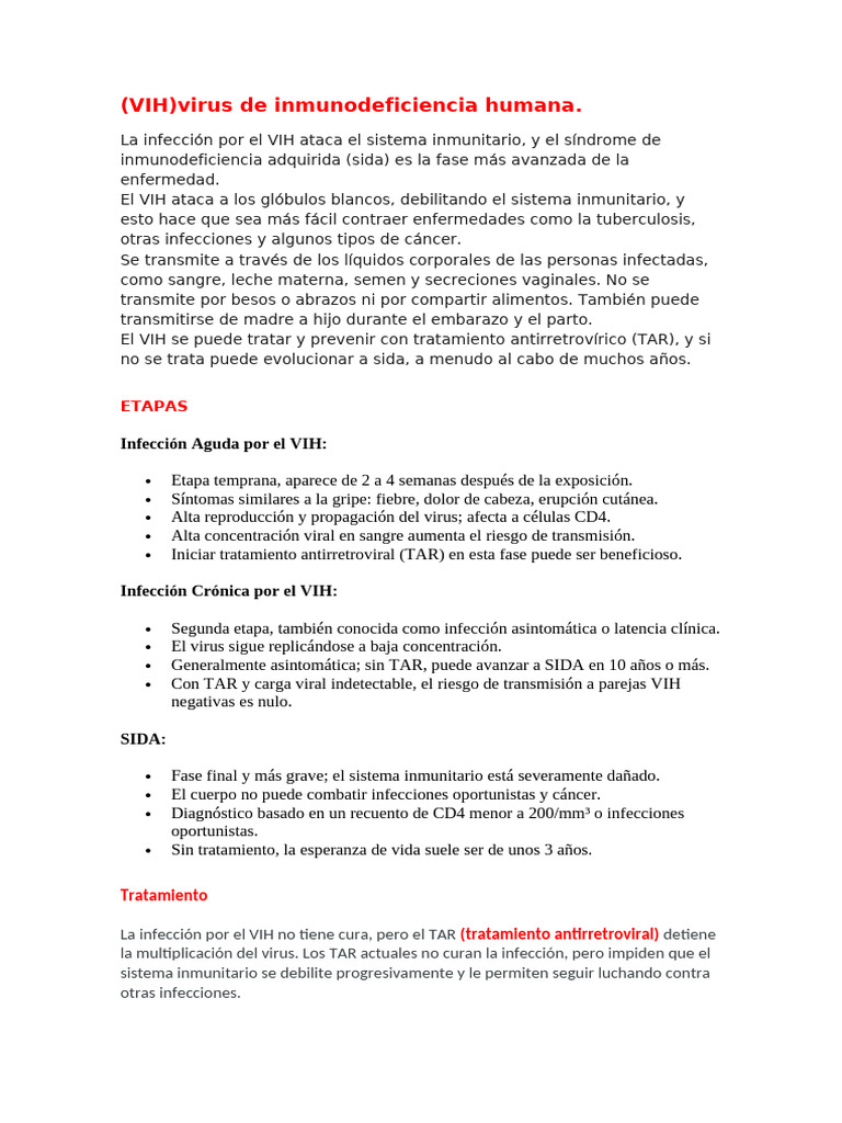 (VIH) Virus de Inmunodeficiencia Humana.: Infección Aguda Por El VIH | PDF | VIH | VIH / SIDA