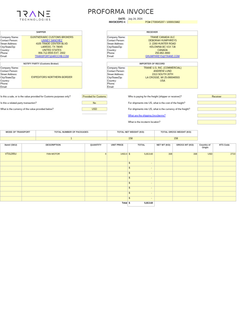 Copy of Proforma Invoice Template | PDF | Cargo | Freight Transport