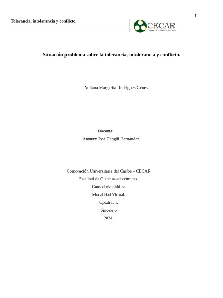 Situación Problema Sobre La Tolerancia | PDF | Tolerancia | Psicología Social