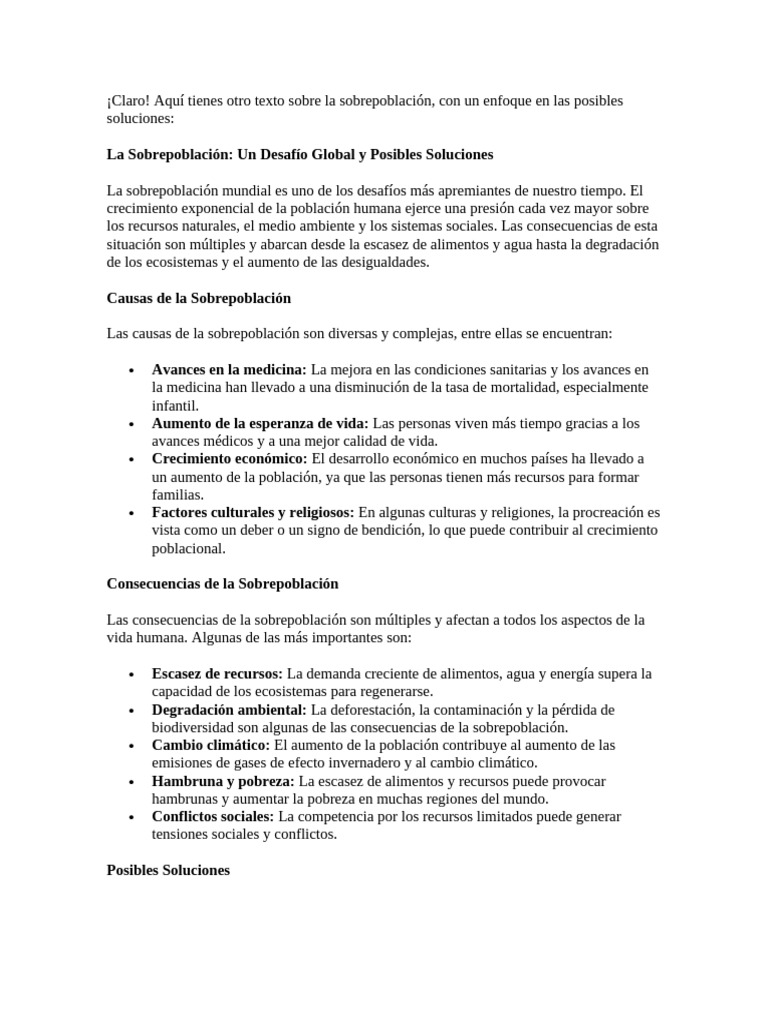 La Sobrepoblacion | PDF | Sobrepoblación humana | Degradación ambiental