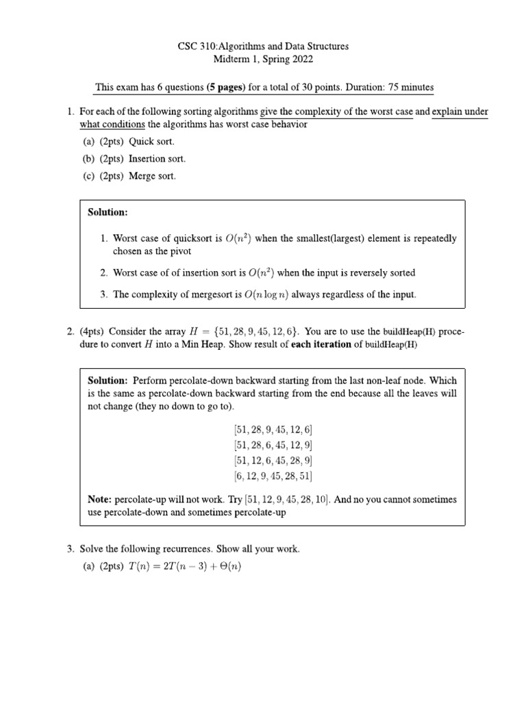 Spring 2022 Midterm + Solution | PDF