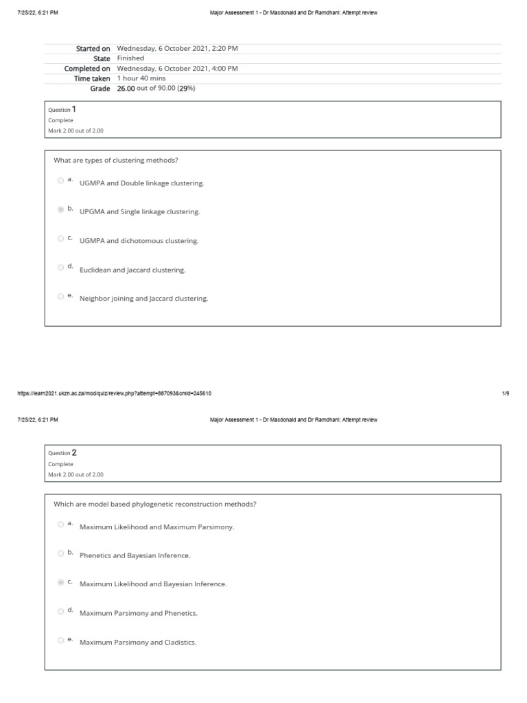 Major Assessment 1 - DR Macdonald and DR Ramdhani - Attempt Review ...